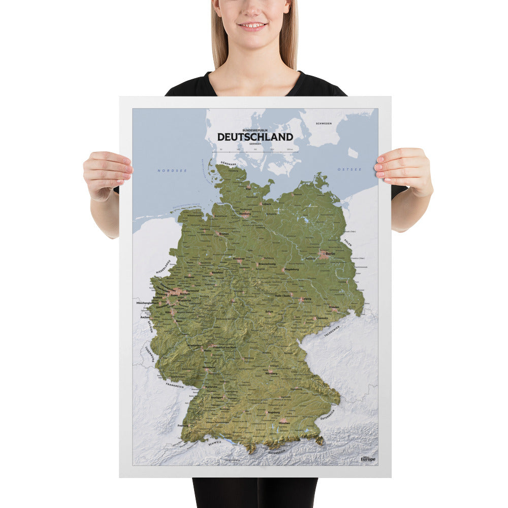 Shaded Relief Map of Germany (50x70cm) – VeryGoodMaps