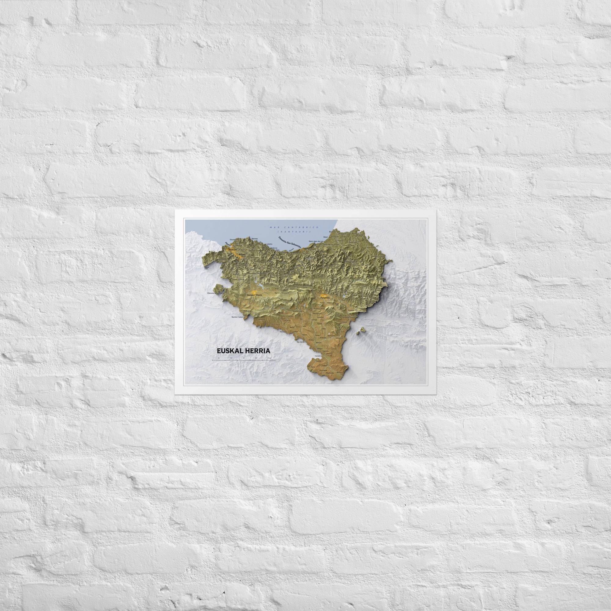Shaded relief map of Basque Country (594x420 mm) – VeryGoodMaps