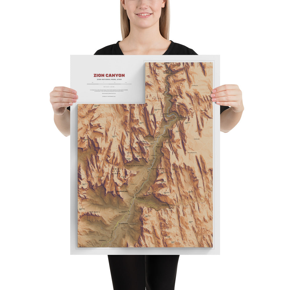 Zion Canyon Map Print – 18x24” Shaded Relief – VeryGoodMaps